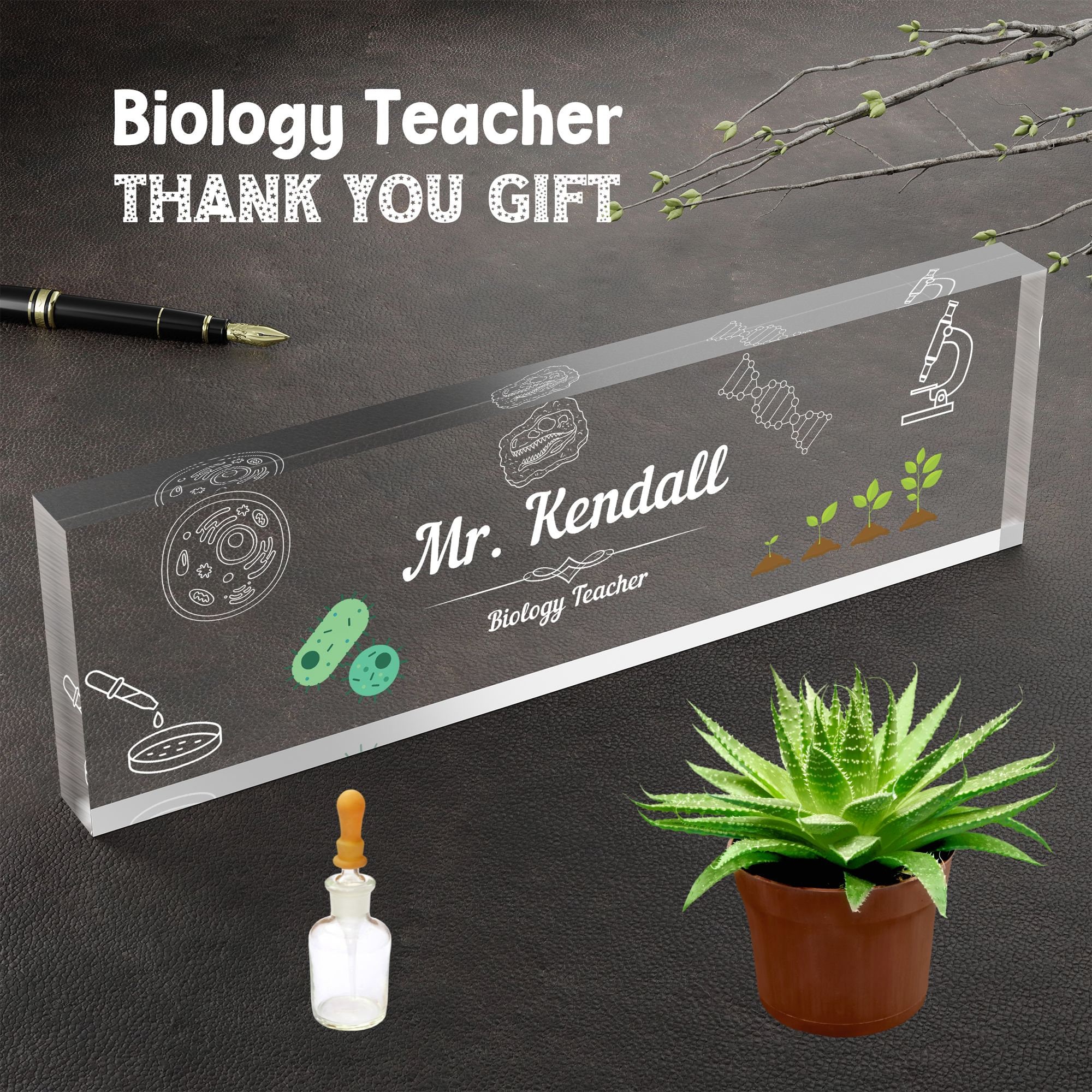 Math Teacher Thank You Gift Desk Name Plate Custom Acrylic Desk Plaque ...