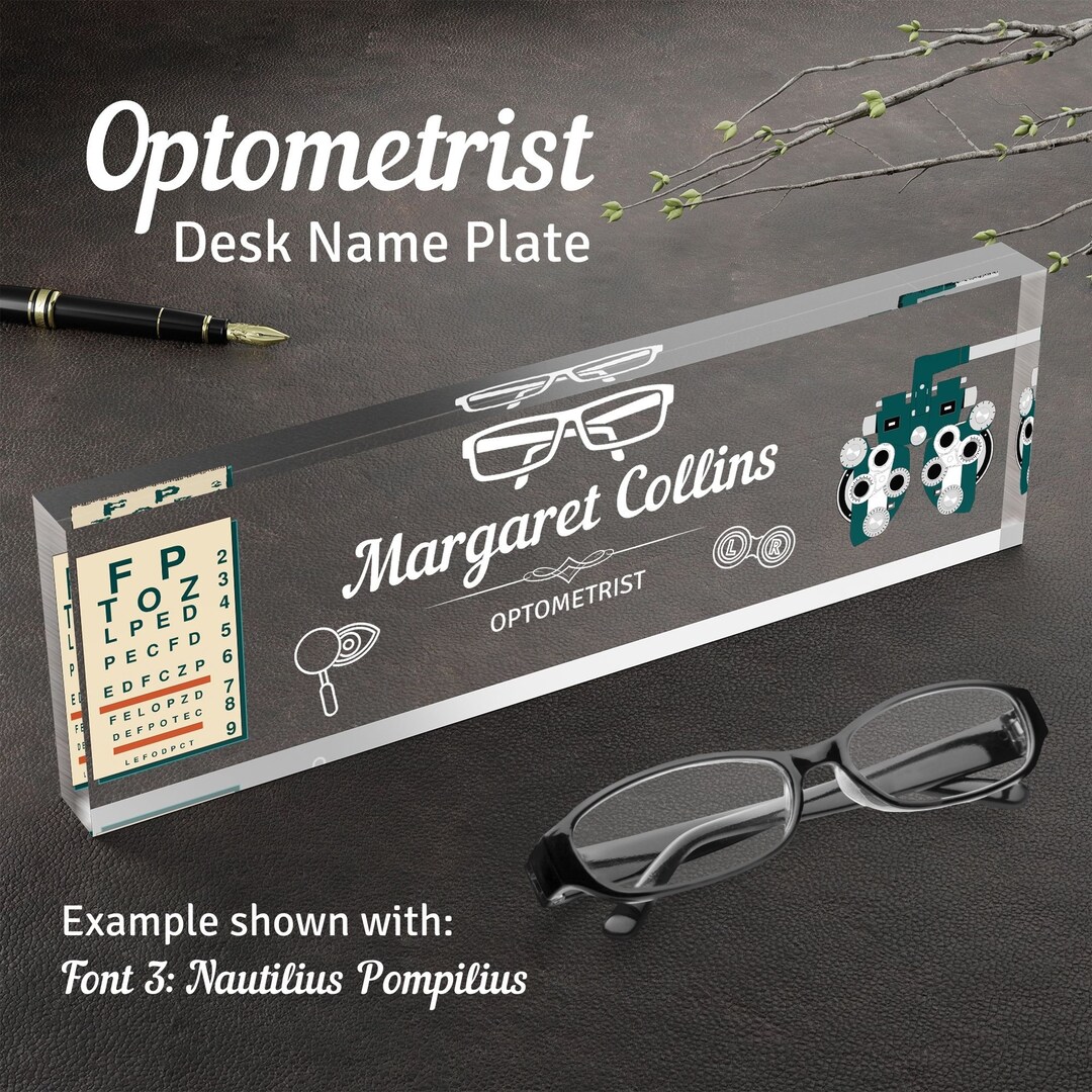 Optometrist Thank You Gift Desk Name Plate Custom Acrylic Desk Plaque ...