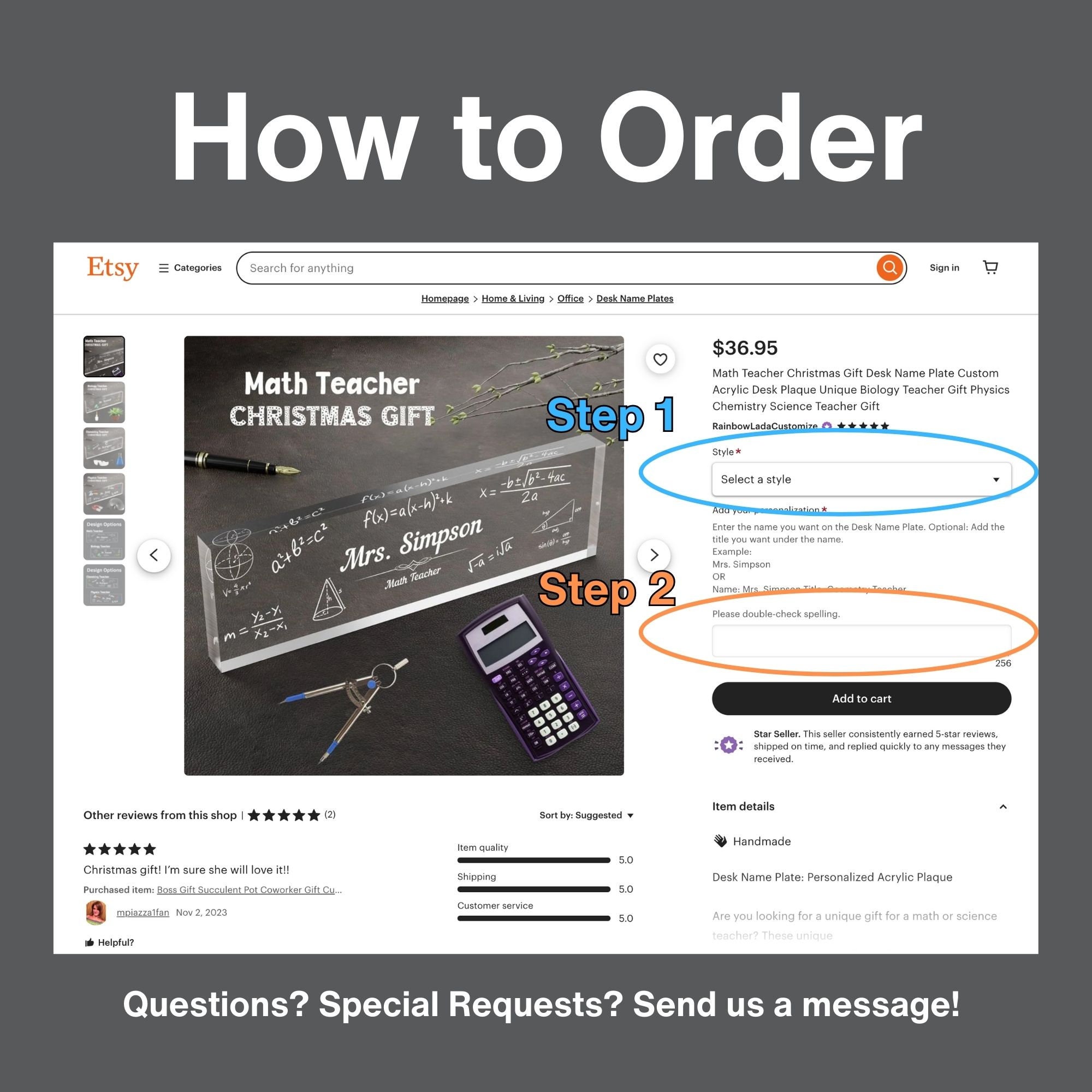 Math Teacher Thank You Gift Desk Name Plate Custom Acrylic Desk Plaque ...