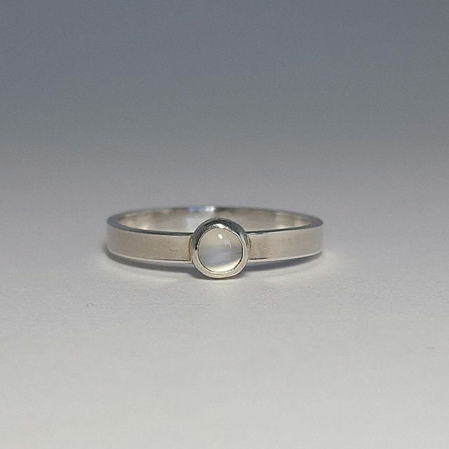 White Moon Stone Ring - Etsy