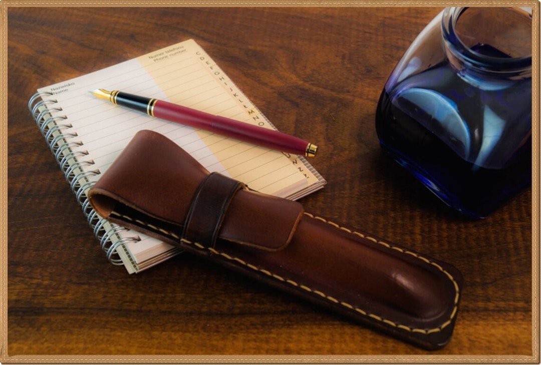 Dark Cocoa Leather Fountain Pen Case - Etsy