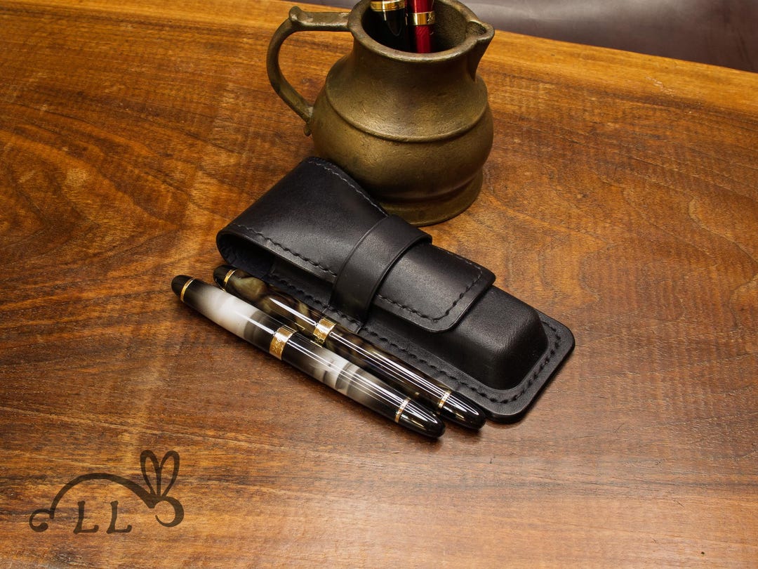 Handmade Full Grain Leather Double Pen Case - Personalized - Etsy