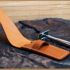 Razor Case Made of Leather in Cognac Color - Etsy