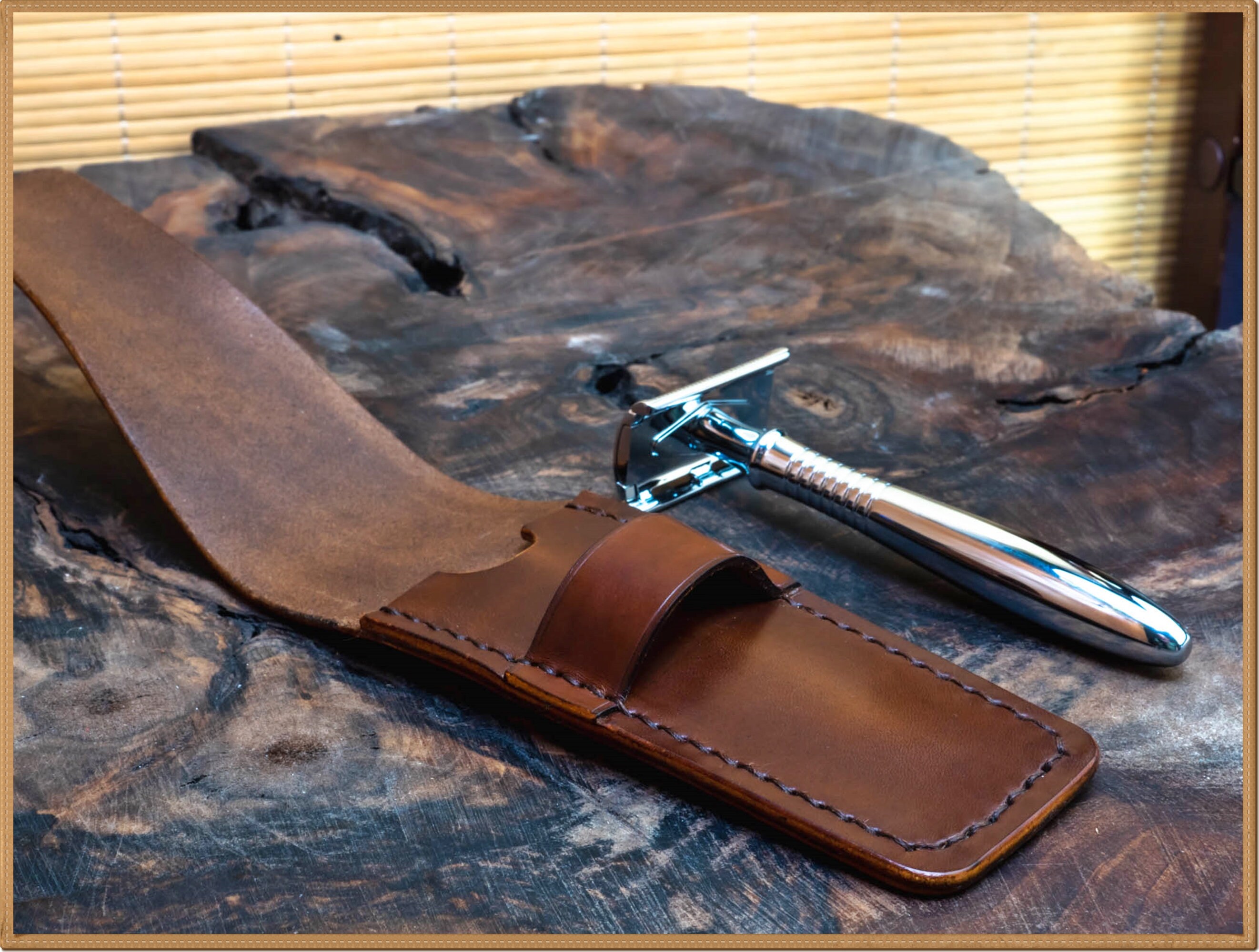 Razor Case Made of Leather in Dark Brown Color - Etsy