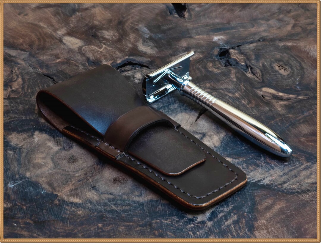 Razor Case Made of Leather in Chocolate Color - Etsy