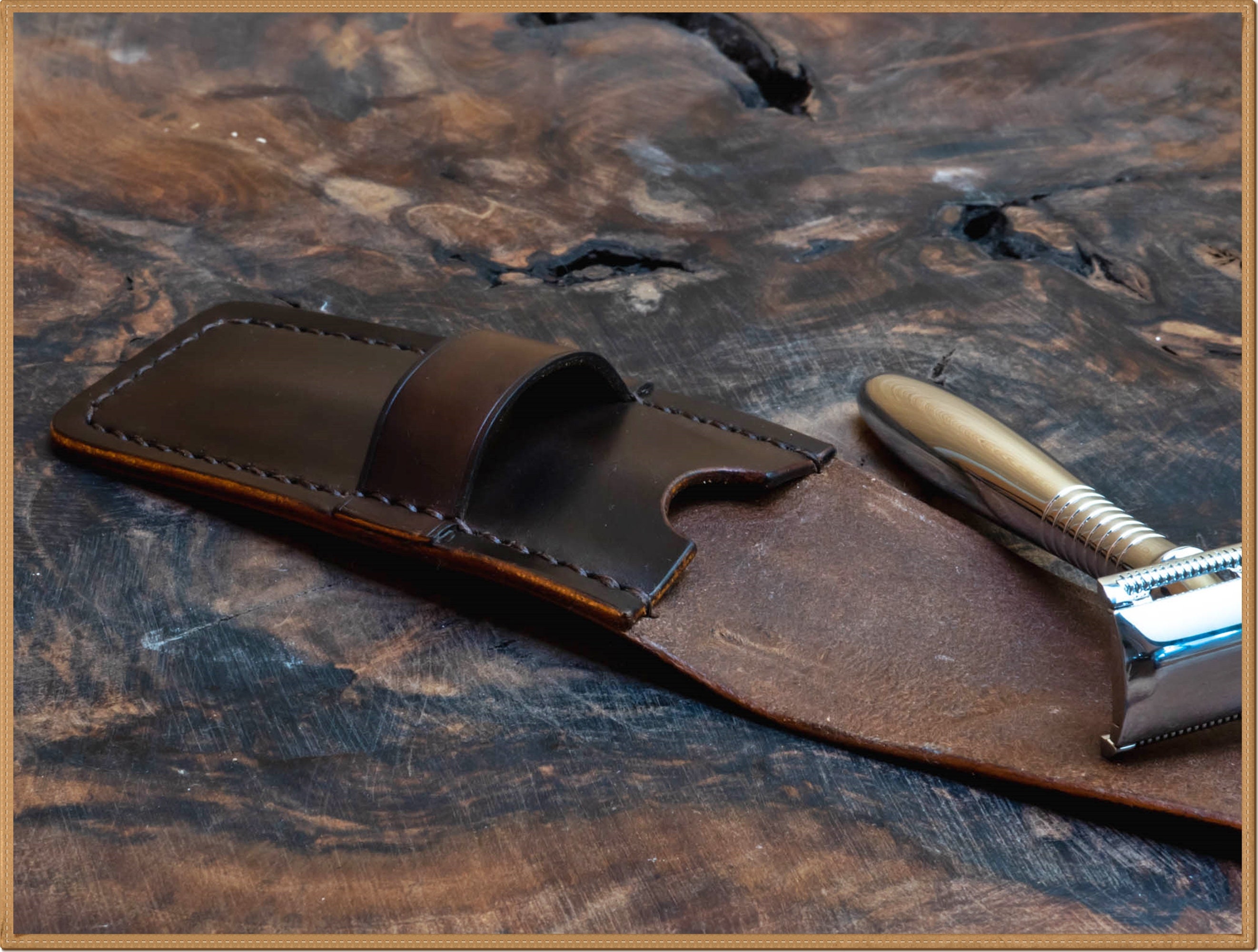 Razor Case Made of Leather in Chocolate Color - Etsy