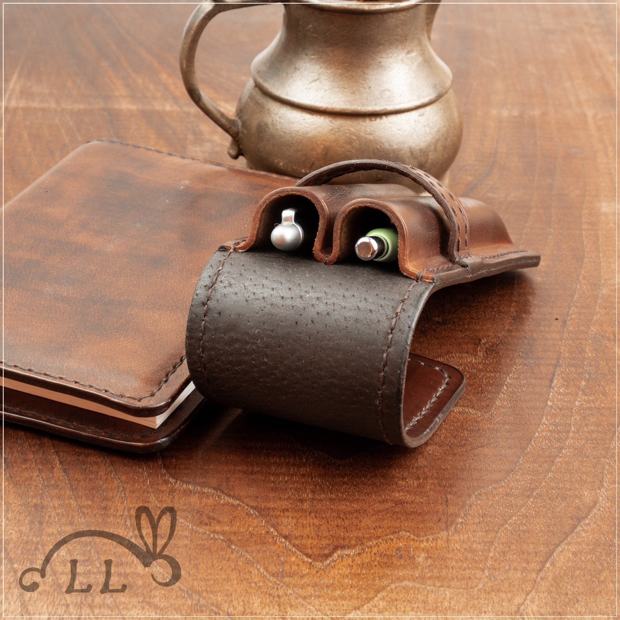 Case for Two Large Fountain Pen Natural Leather Dark Brown - Etsy