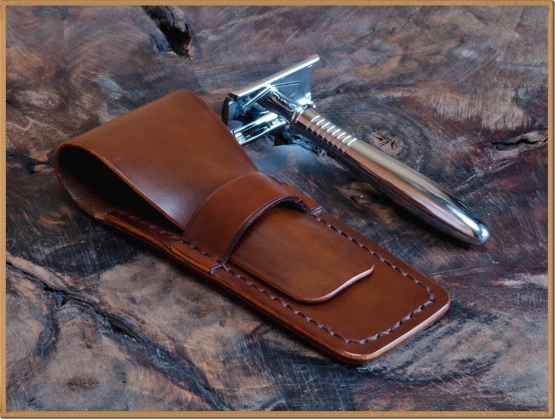 Razor Case Made of Leather in Dark Brown Color - Etsy