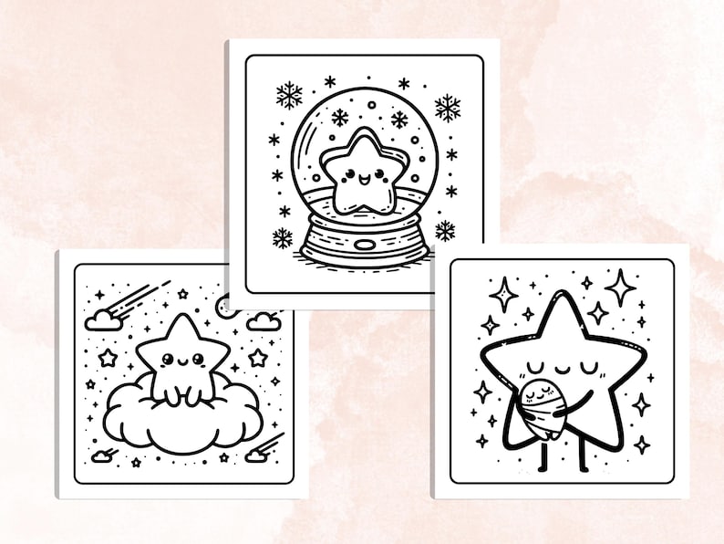 Bold and Easy Coloring Book, Cute Cozy Star Coloring Pages, Comfy Fuzzy ...