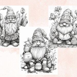 40 Easter Gnome Coloring Book, Printable Easter Garden Gnomes Coloring ...