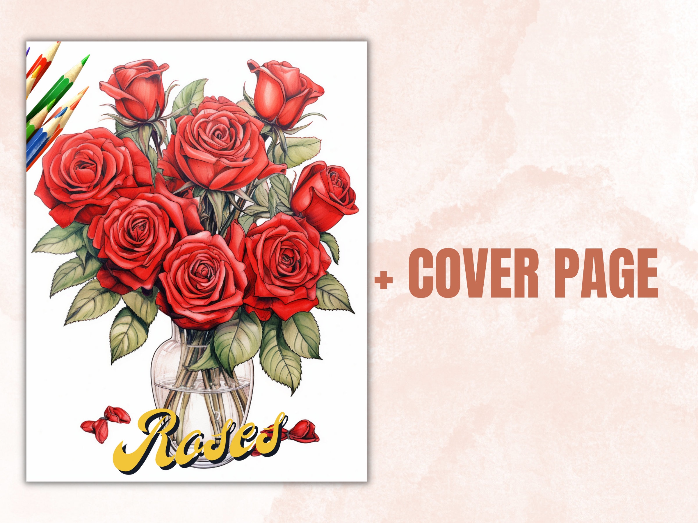 70 Rose Coloring Book, Printable PDF, Botanical Floral Plant Coloring ...
