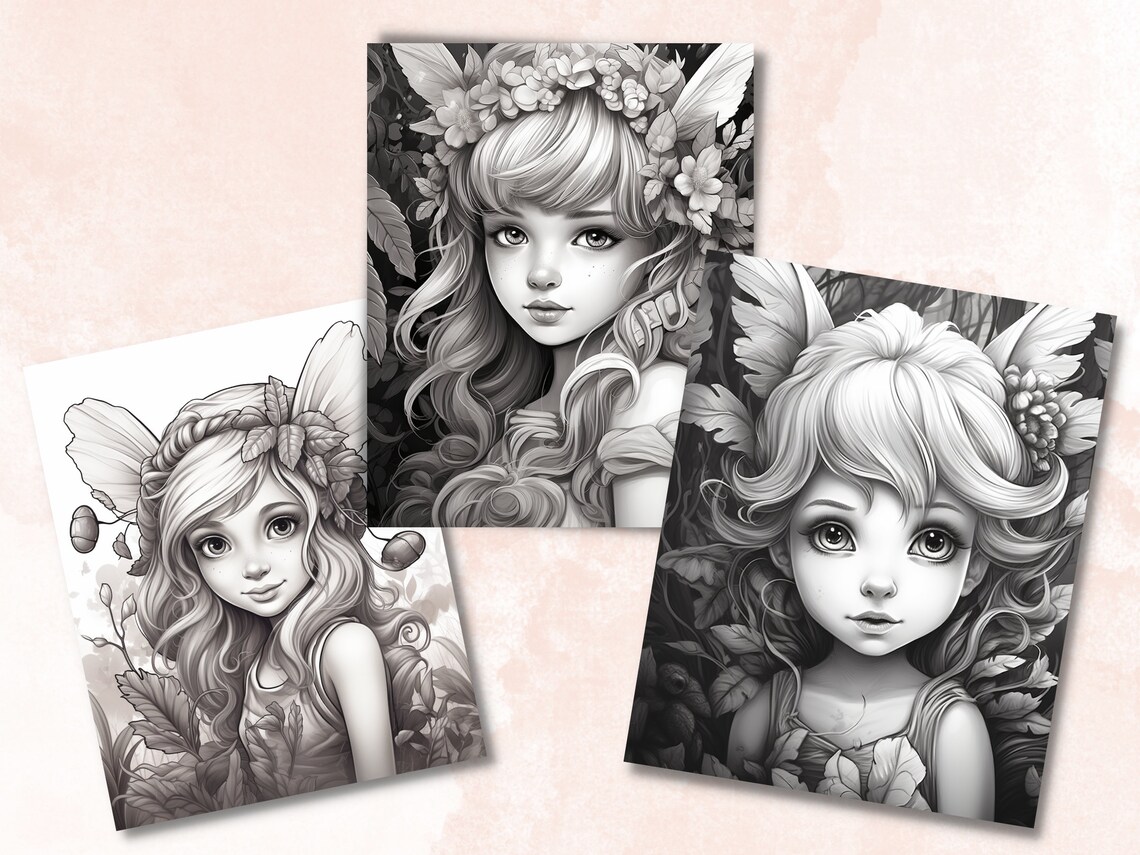 40 Little Forest Fairy Coloring Book, Fantasy Enhanted Woodland Fairy ...