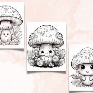 34 Cute Kawaii Mushrooms Coloring Book, Printable PDF, Adorable ...