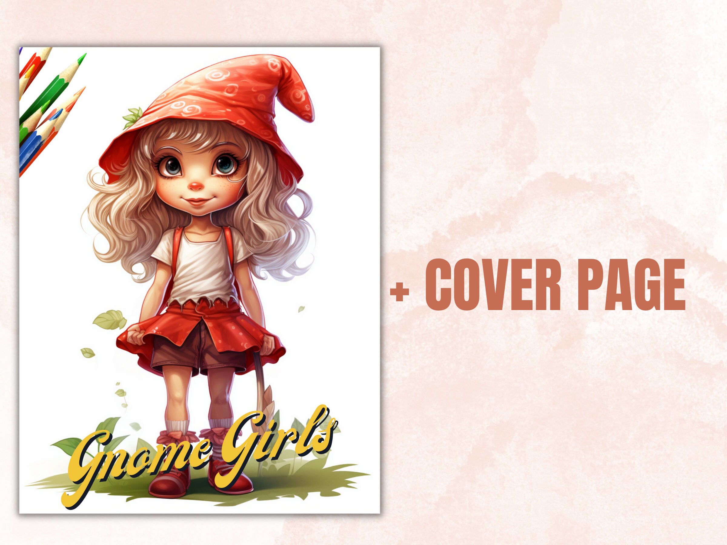 28 Garden Gnome Girls Coloring Book Printable Floral Cute - Etsy