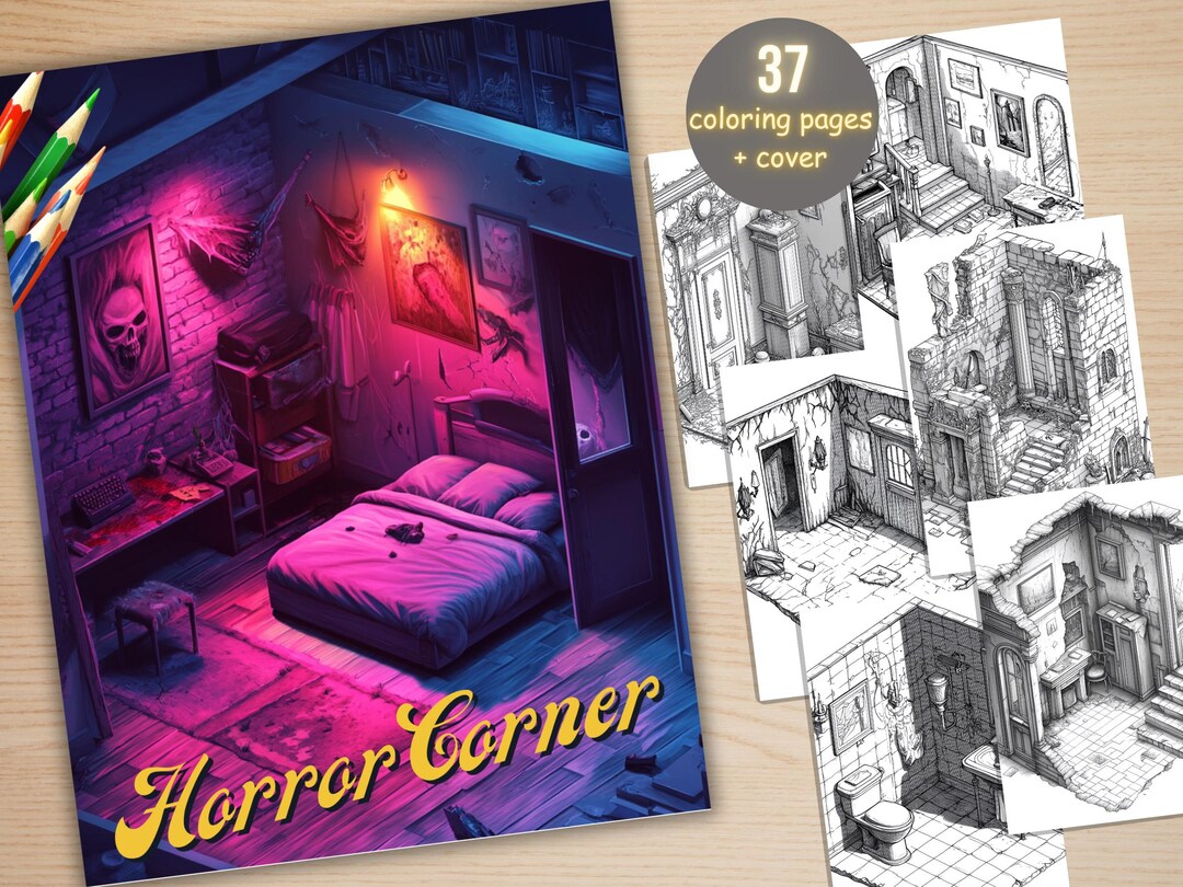 37 Horror Corner Coloring Book, Printable Cute Creepy Coloring Pages ...