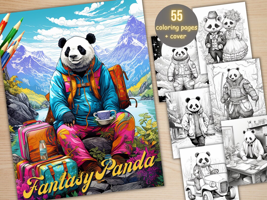55 Fantasy Panda Coloring Book, Printable Secret Life of Panda Coloring ...
