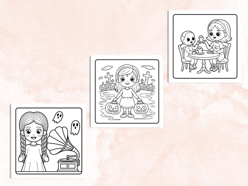 Creepy Girl Coloring Pages, Bold and Easy Coloring Book, Cute Spooky ...