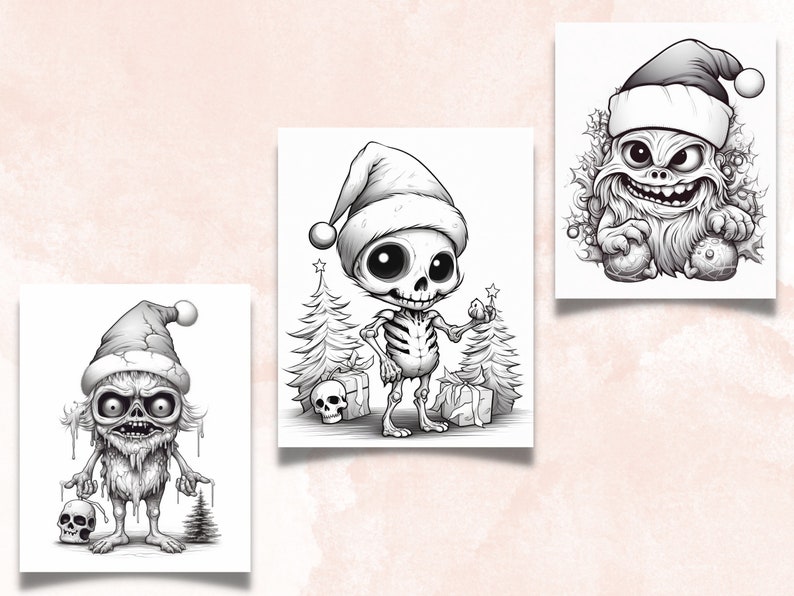60 Cute Creepy Christmas Bundle Coloring Book, Printable Horror Xmas ...