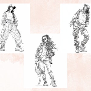 45 Street Style Girls Coloring Book, Printable PDF, Hiphop Fashion ...