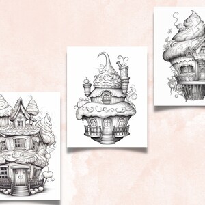 42 Dessert Houses Coloring Book, Printable Fantasy Cupcake Ice Cream ...