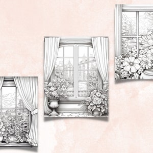 45 Floral Window Coloring Book, Printable Enchanted Fantasy Open ...