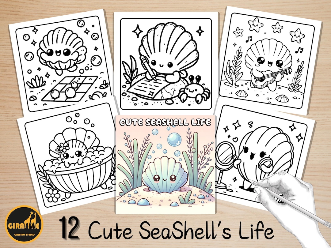 Bold and Easy Coloring Book, Seashell Coloring Pages, Cute Comfy ...