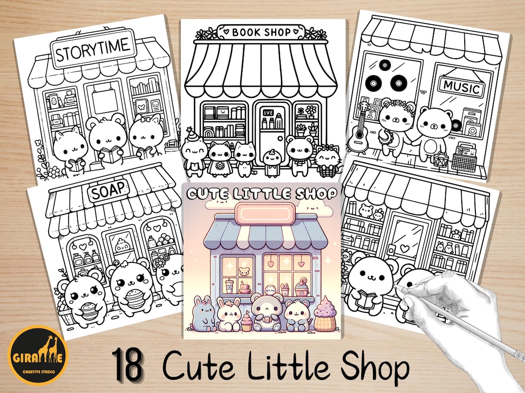 Bold and Easy Coloring Book, Cute Little Shop Coloring Pages, Kawaii ...