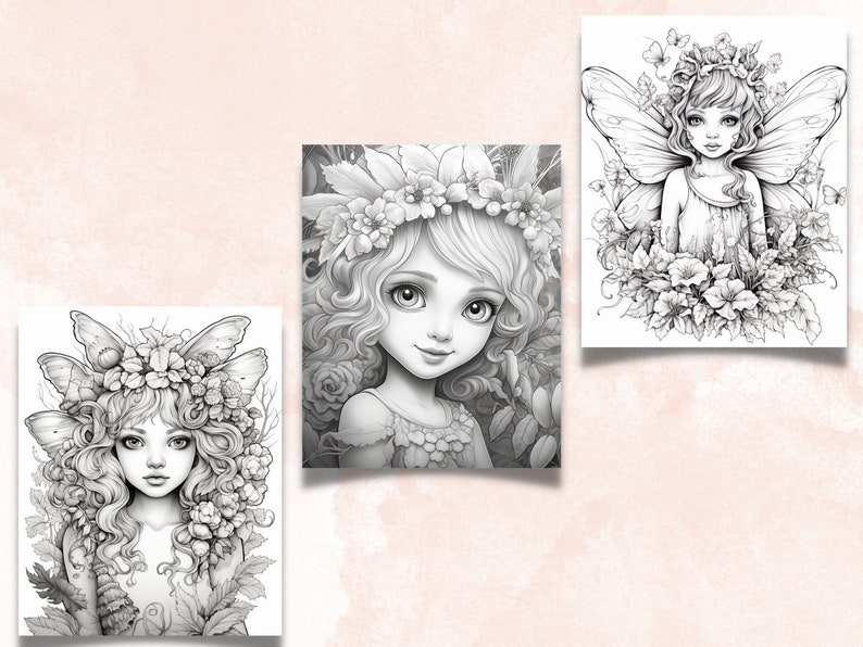 40 Little Forest Fairy Coloring Book, Fantasy Enhanted Woodland Fairy ...