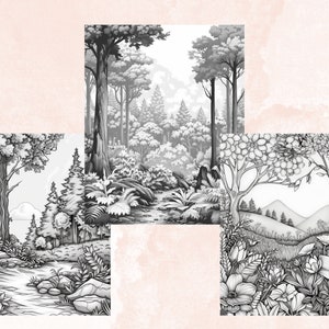 50 Spring Forest Coloring Book, Printable Floral Woodland Coloring ...