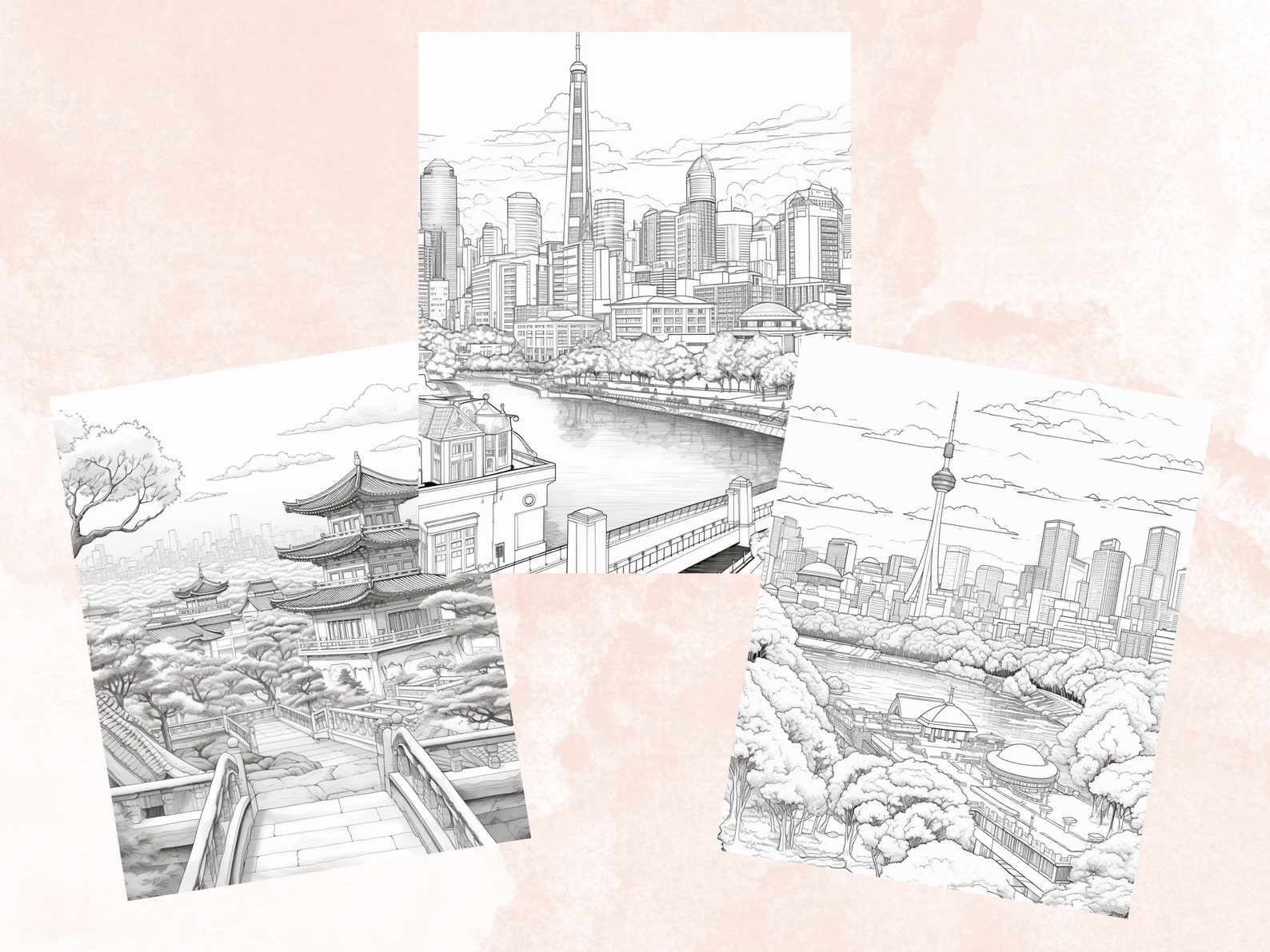 40 Seoul City Coloring Book, Printable PDF, Korean Cafe Scenes Coloring ...