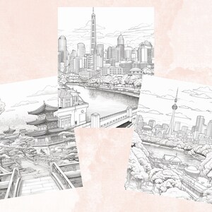 40 Seoul City Coloring Book, Printable PDF, Korean Cafe Scenes Coloring ...