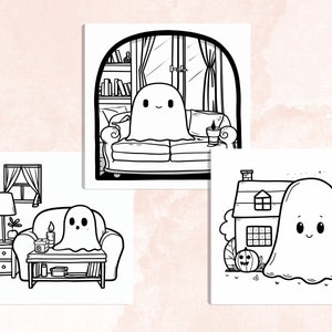 Bold and Easy Coloring Book, Cozy Ghost Life Coloring Pages, Cute ...