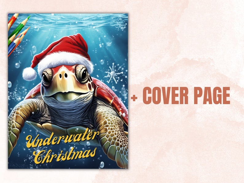 65 Christmas Underwater Coloring Book, Printable Xmas Noel Under the ...