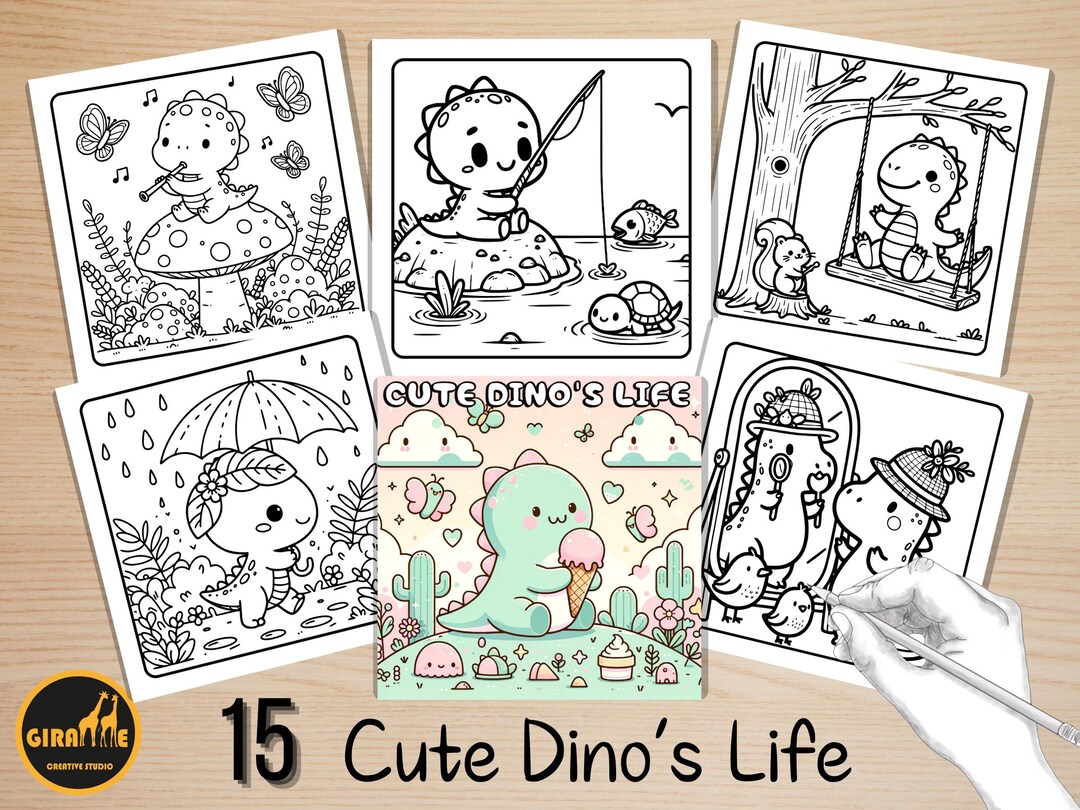 Bold and Easy Coloring Book, Cute Cozy Dino's Life Coloring Pages ...