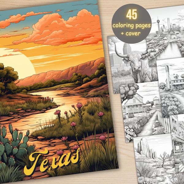 Texas Coloring Book - Etsy