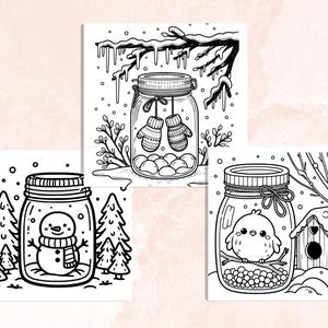 Bold and Easy Coloring Book, Cute Kawaii Snowy Jar Coloring Pages ...