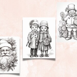 70 Vintage Christmas Bundle Coloring Book, Printable Retro Xmas Santa ...