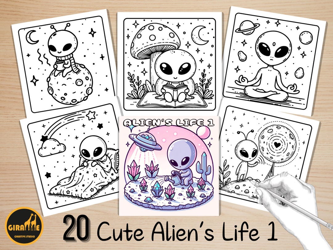 Bold and Easy Coloring Book, Cozy Aliens Coloring Pages, Cute Comfy ...