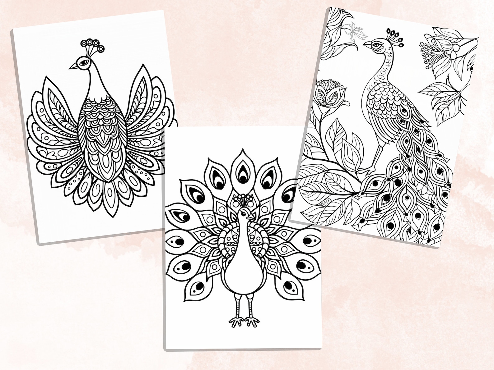 30 Peacock Mandala Coloring Book, Printable Stress Relief Patterns ...