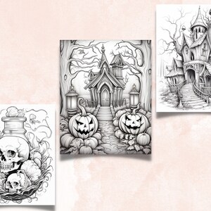 80 Halloween Big Bundle Coloring Book, Printable Gothic Creepy Pumpkin ...