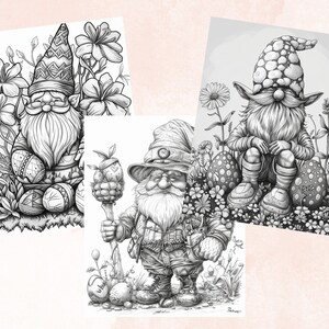 40 Easter Gnome Coloring Book, Printable Easter Garden Gnomes Coloring ...