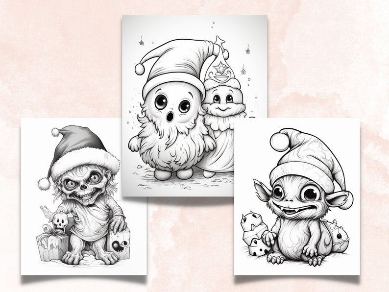 60 Cute Creepy Christmas Bundle Coloring Book, Printable Horror Xmas ...