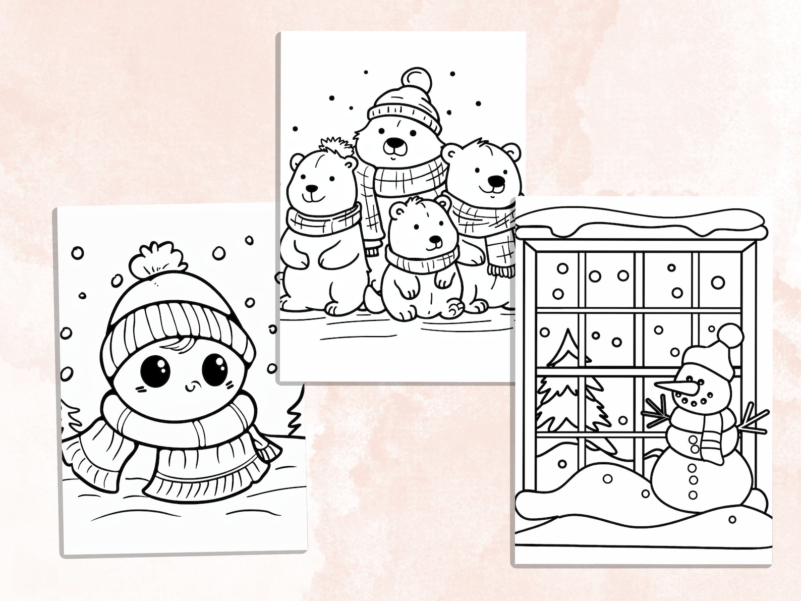Bold and Easy Coloring Book, Cozy Cold Winter Snowy Scenes Coloring ...