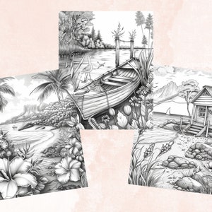 55 Summer Scenes Coloring Book, Printable Summer Beach Coloring Pages ...