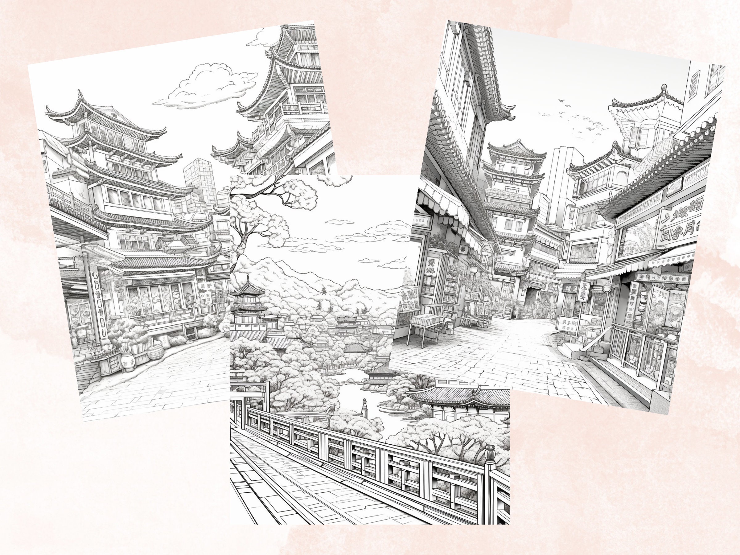 40 Seoul City Coloring Book, Printable PDF, Korean Cafe Scenes Coloring ...