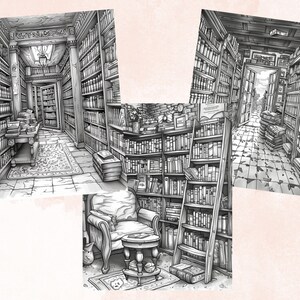 50 Book Shop Coloring Book, Printable Floral Book Storefront Coloring ...