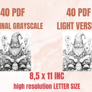 40 Easter Gnome Coloring Book, Printable Easter Garden Gnomes Coloring ...