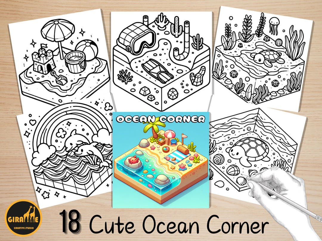 Bold and Easy Coloring Book, Cute Ocean Corner Coloring Pages, Cozy ...