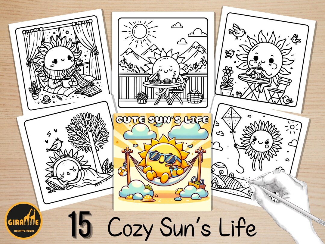 Bold and Easy Coloring Book, Cute Cozy Sun Coloring Pages, Comfy Fuzzy ...