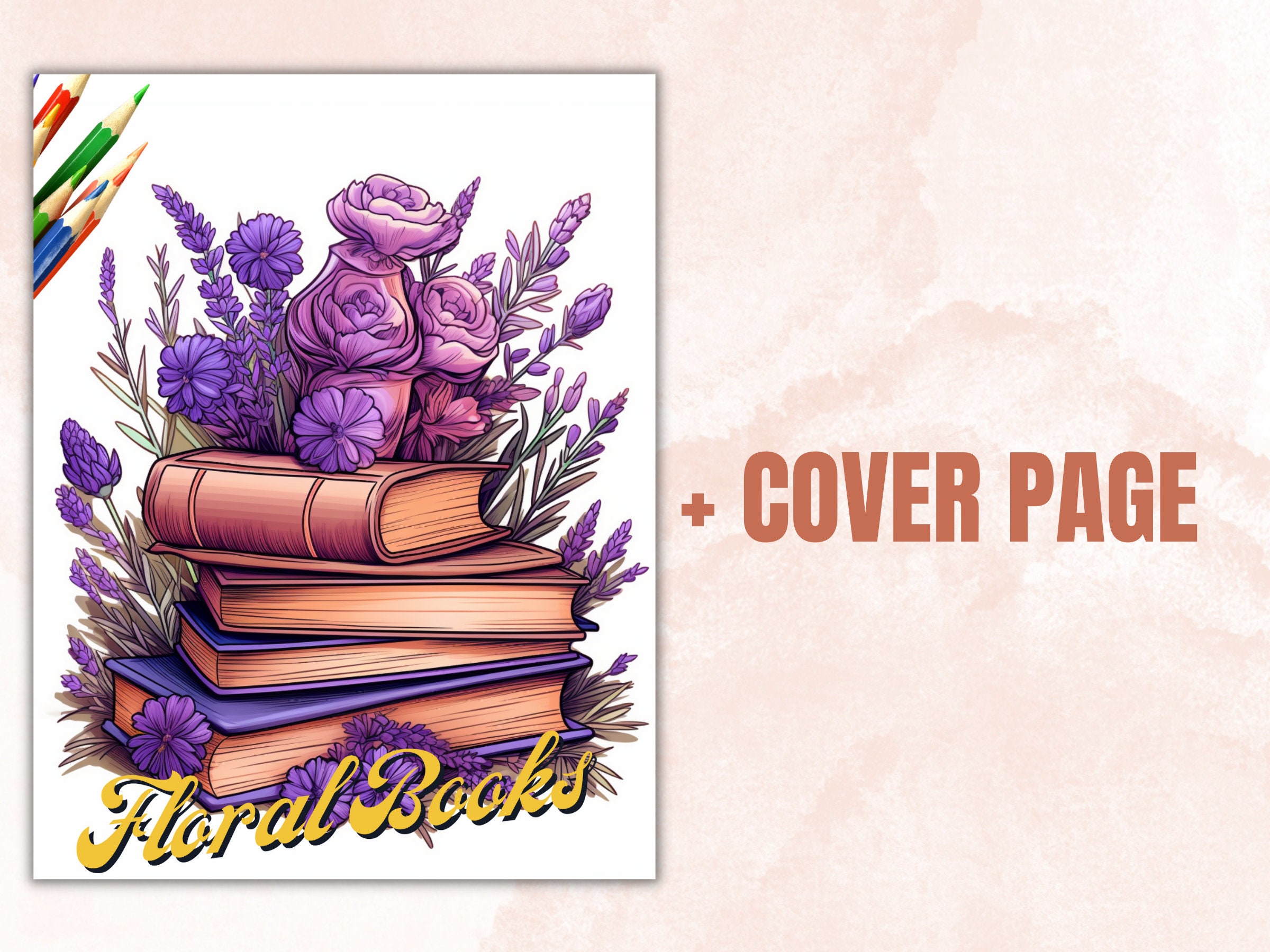 38 Floral Books Coloring Book, Printable PDF, Fairytale Magical Book ...
